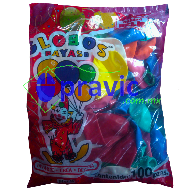 BOLSA DE GLOBOS PAYASO DEL N.9 SURTIDO - Regalos y fiestas